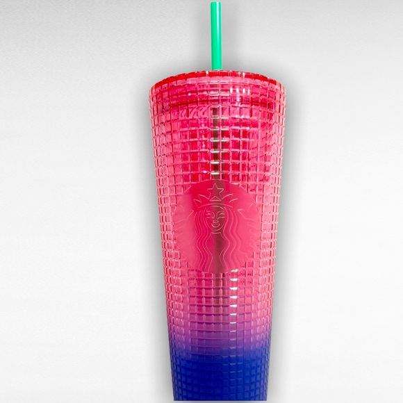 Starbucks | Kitchen | Starbucks Melon Grid Tumbler Summer 222 Venti 24 ...